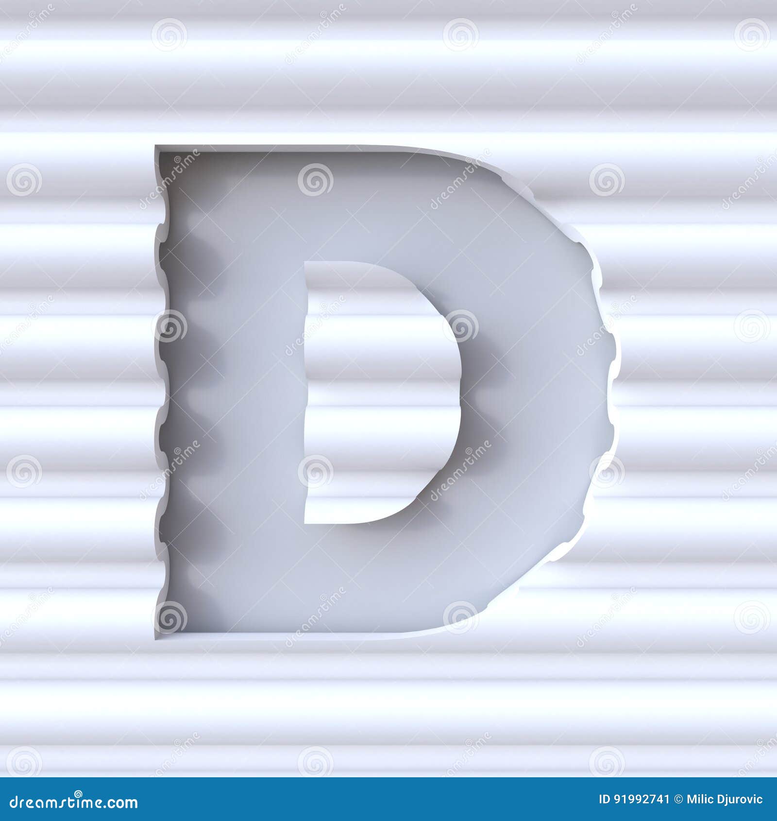 Cut Out Font in Wave Surface LETTER D 3D Stock Illustration ...