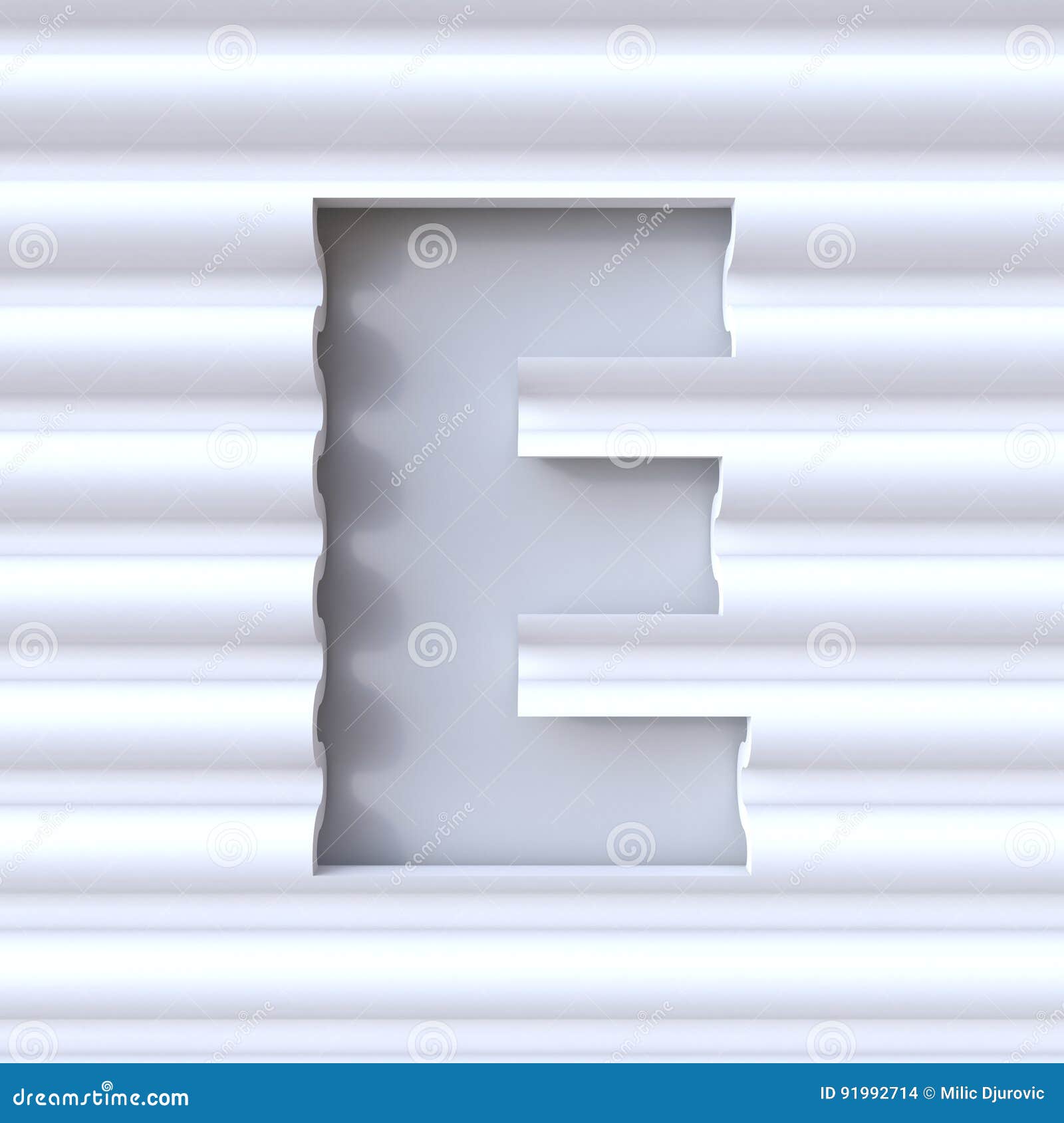 Cut Out Font in Wave Surface LETTER E 3D Stock Illustration ...