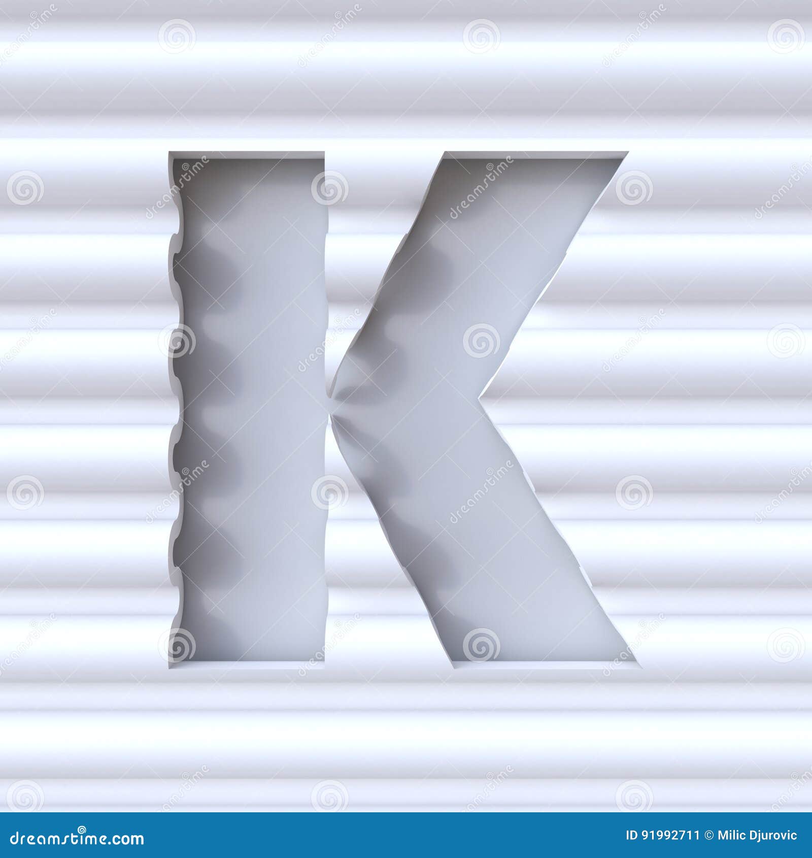 Cut Out Font in Wave Surface LETTER K 3D Stock Illustration ...