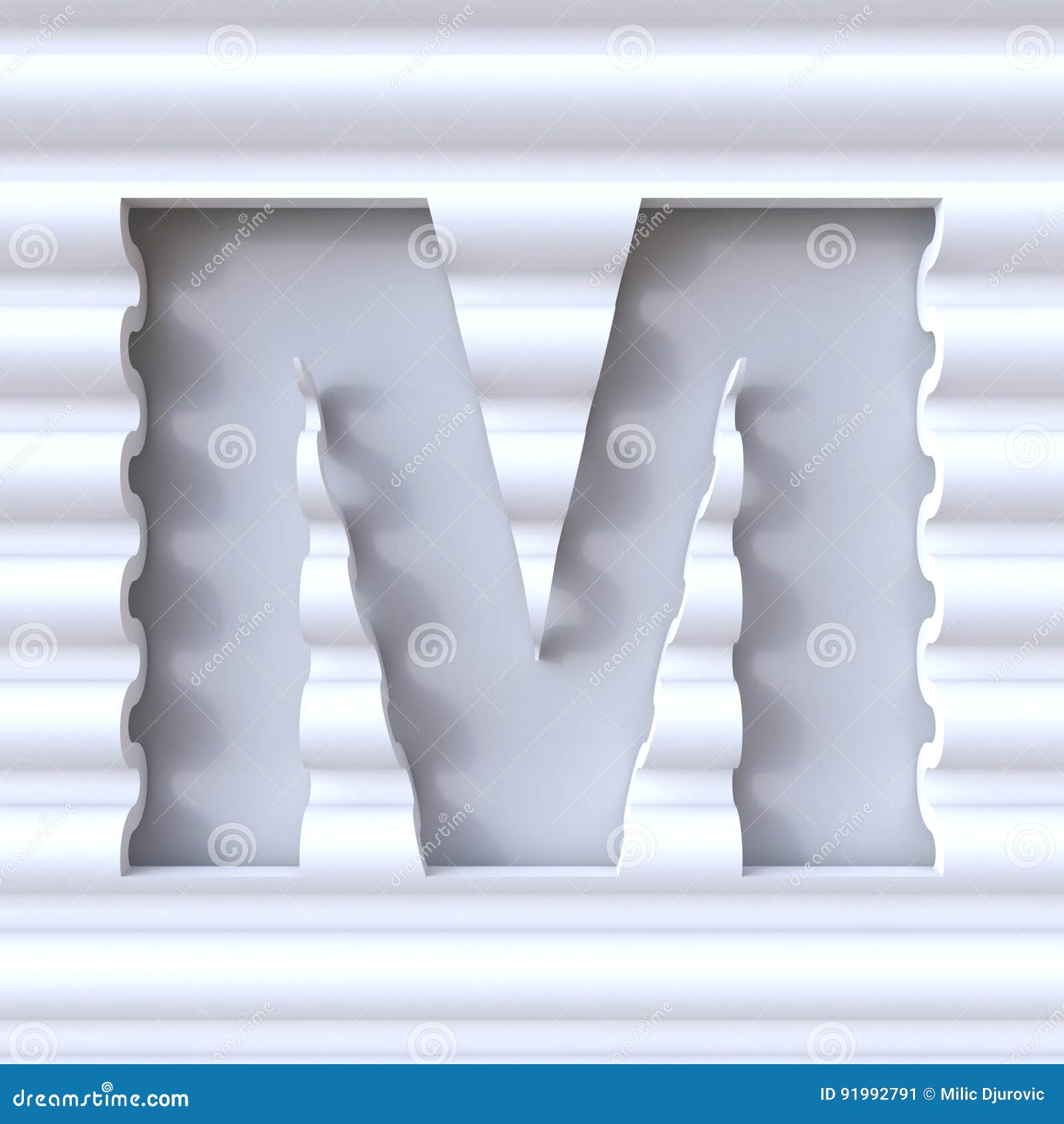Cut Out Font in Wave Surface LETTER M 3D Stock Illustration ...