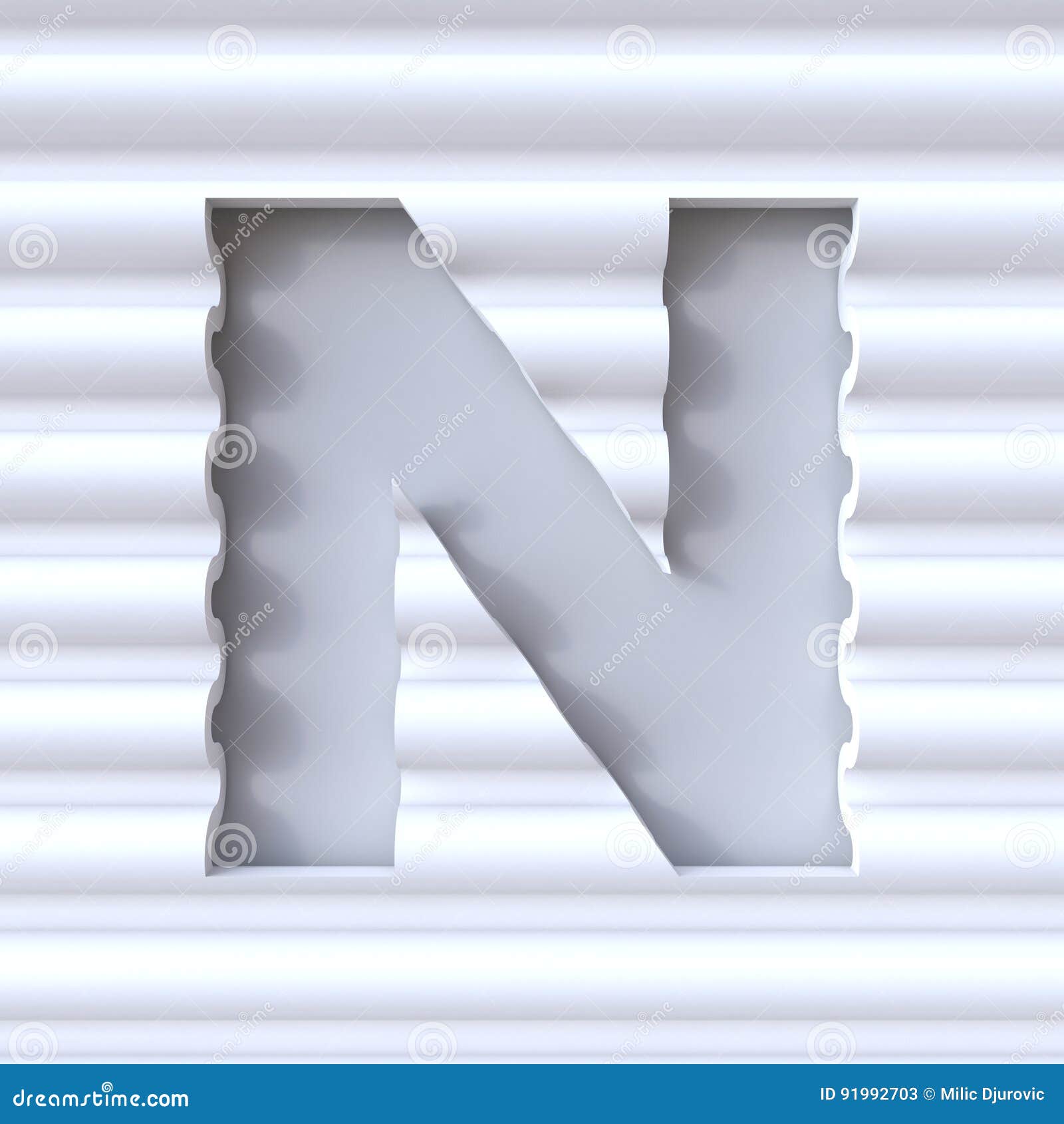 Cut Out Font in Wave Surface LETTER N 3D Stock Illustration ...
