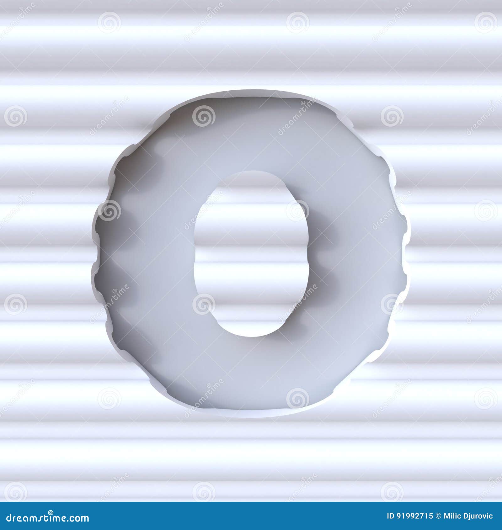 Cut Out Font in Wave Surface LETTER O 3D Stock Illustration ...