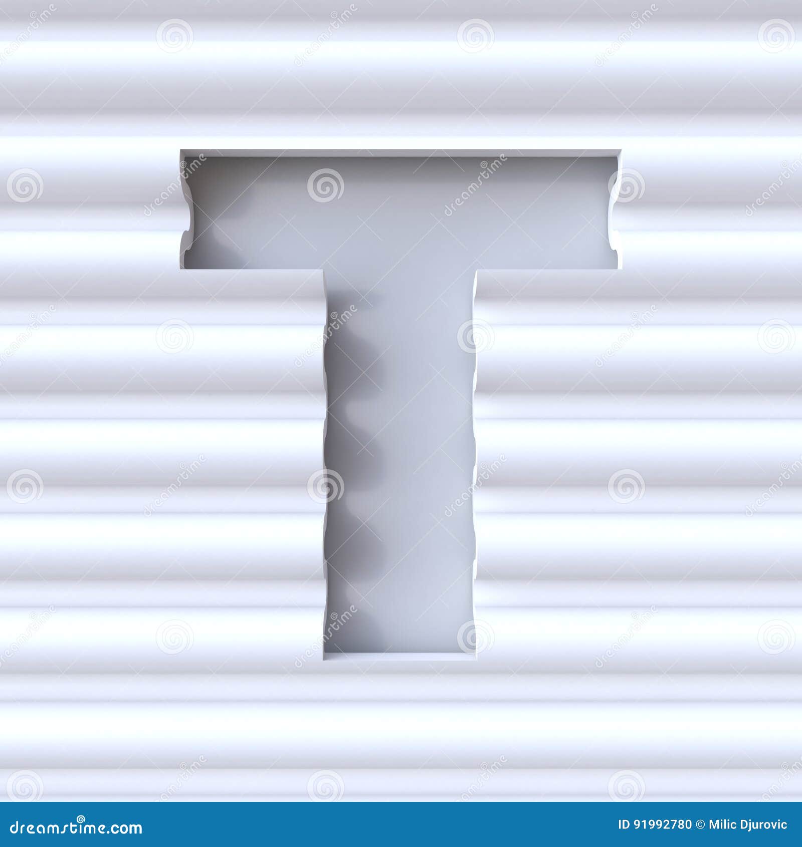 Cut Out Font in Wave Surface LETTER T 3D Stock Illustration ...