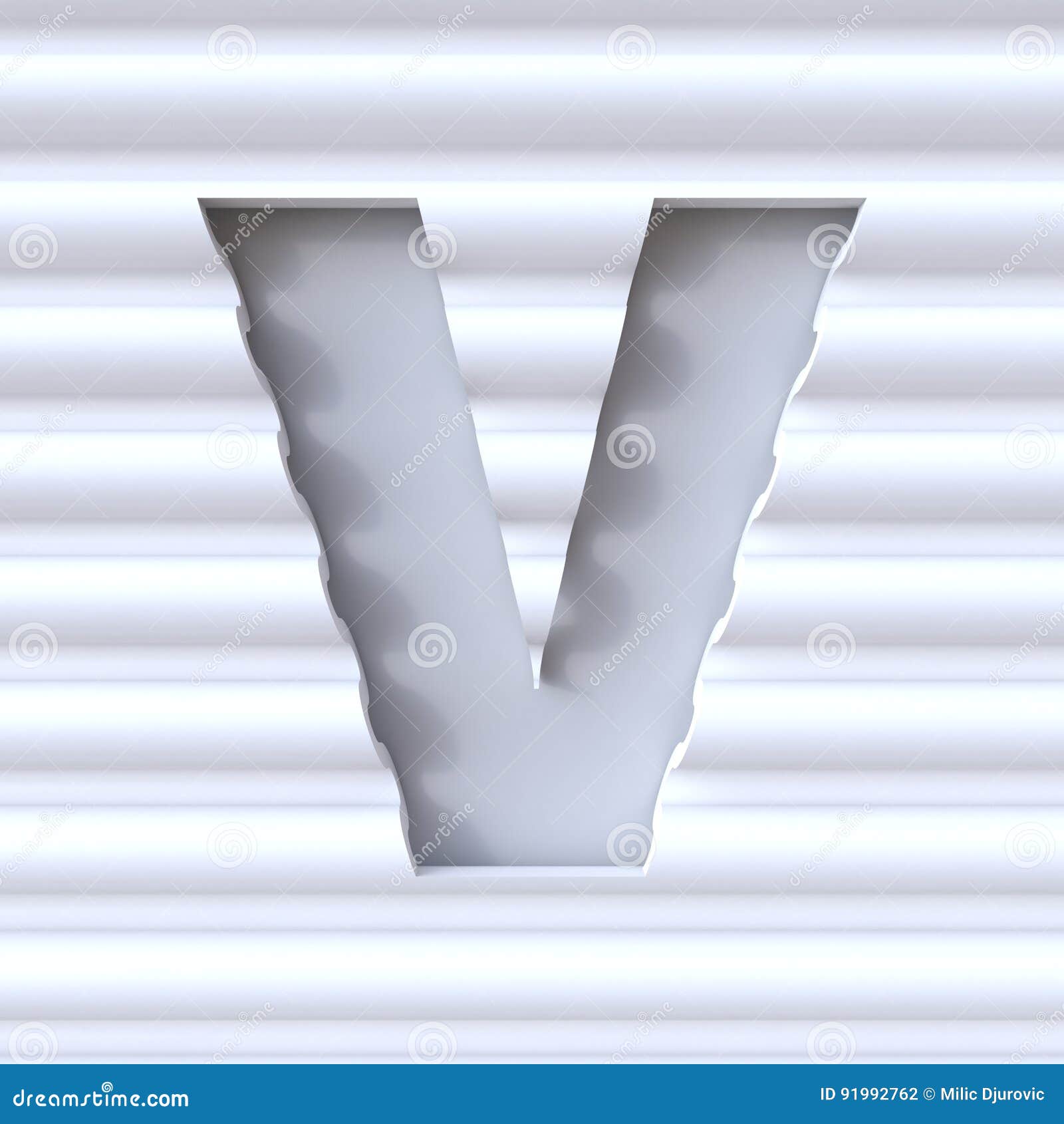 Cut Out Font in Wave Surface LETTER V 3D Stock Illustration ...