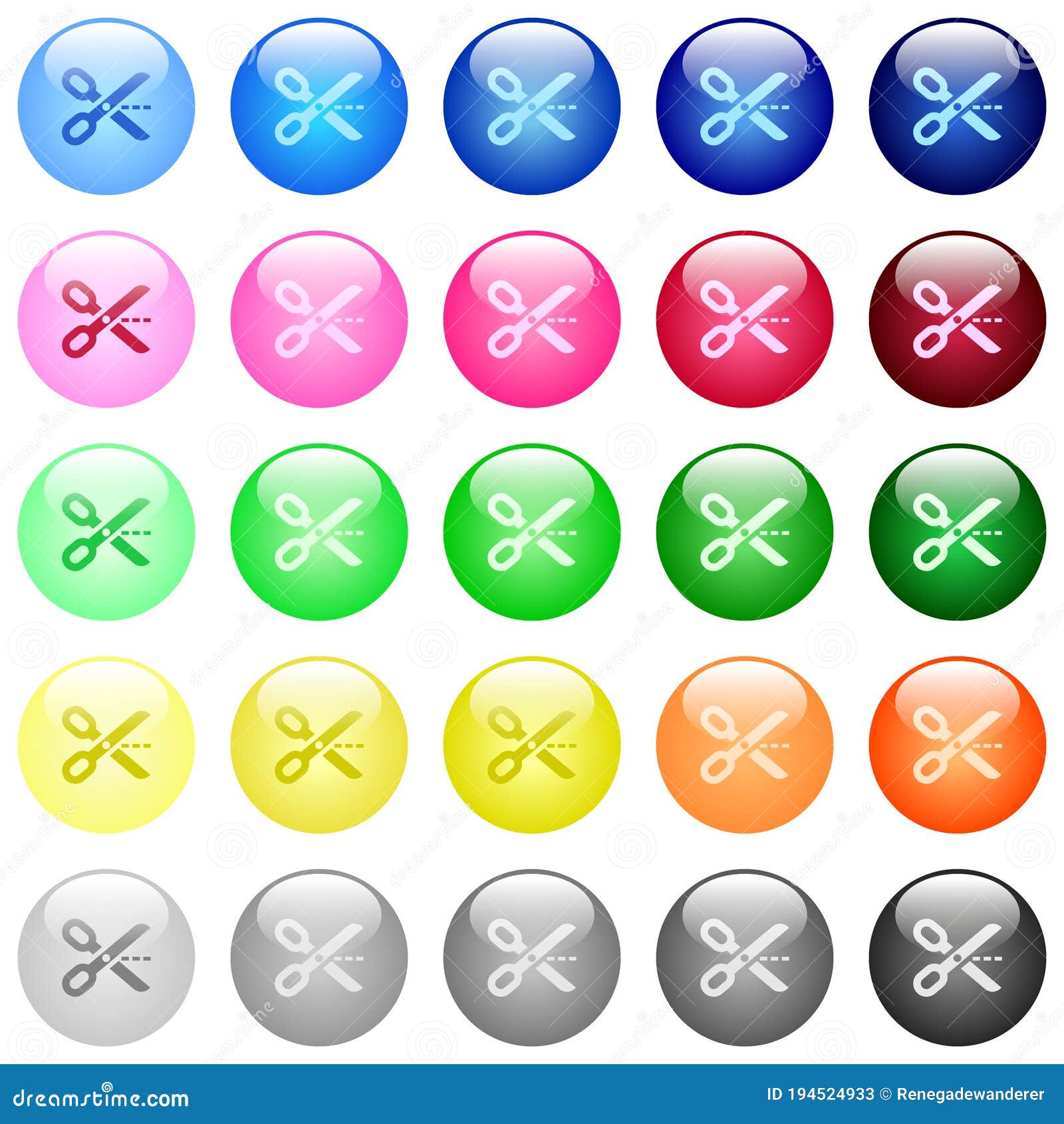 Cut Out Icons in Color Glossy Buttons Stock Vector - Illustration of ...