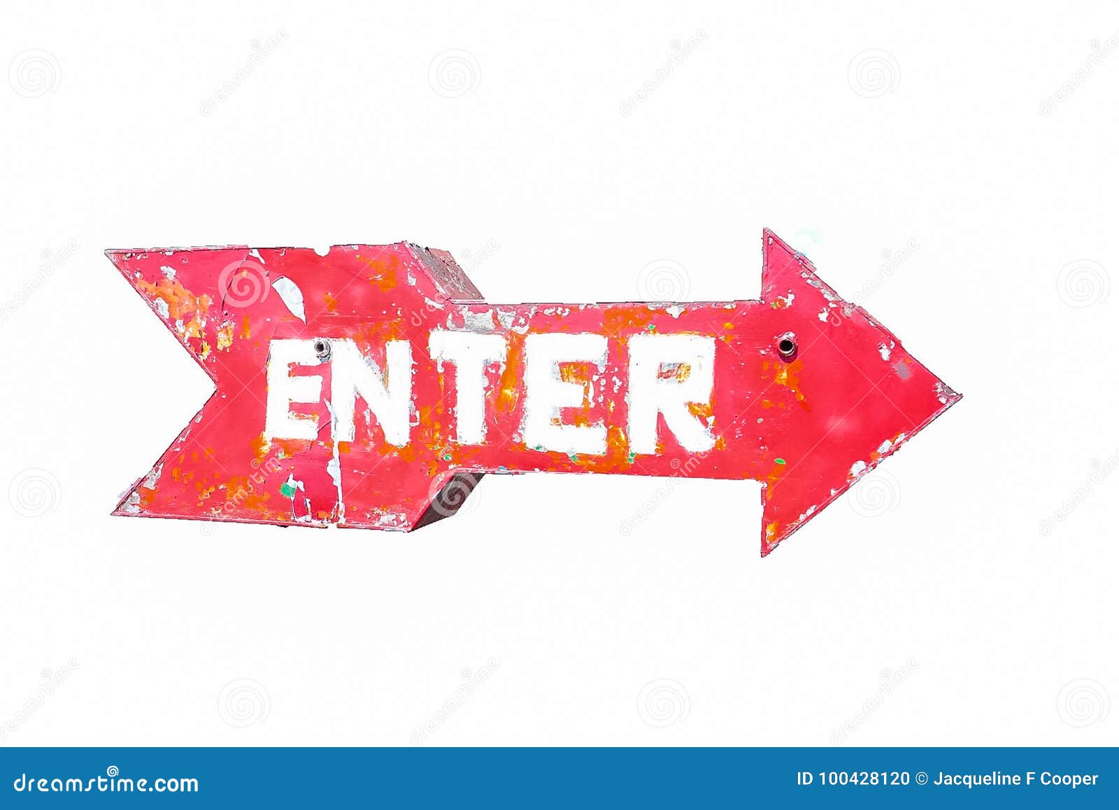 An Enter Sign on a Red Painted Arrow Stock Illustration - Illustration ...