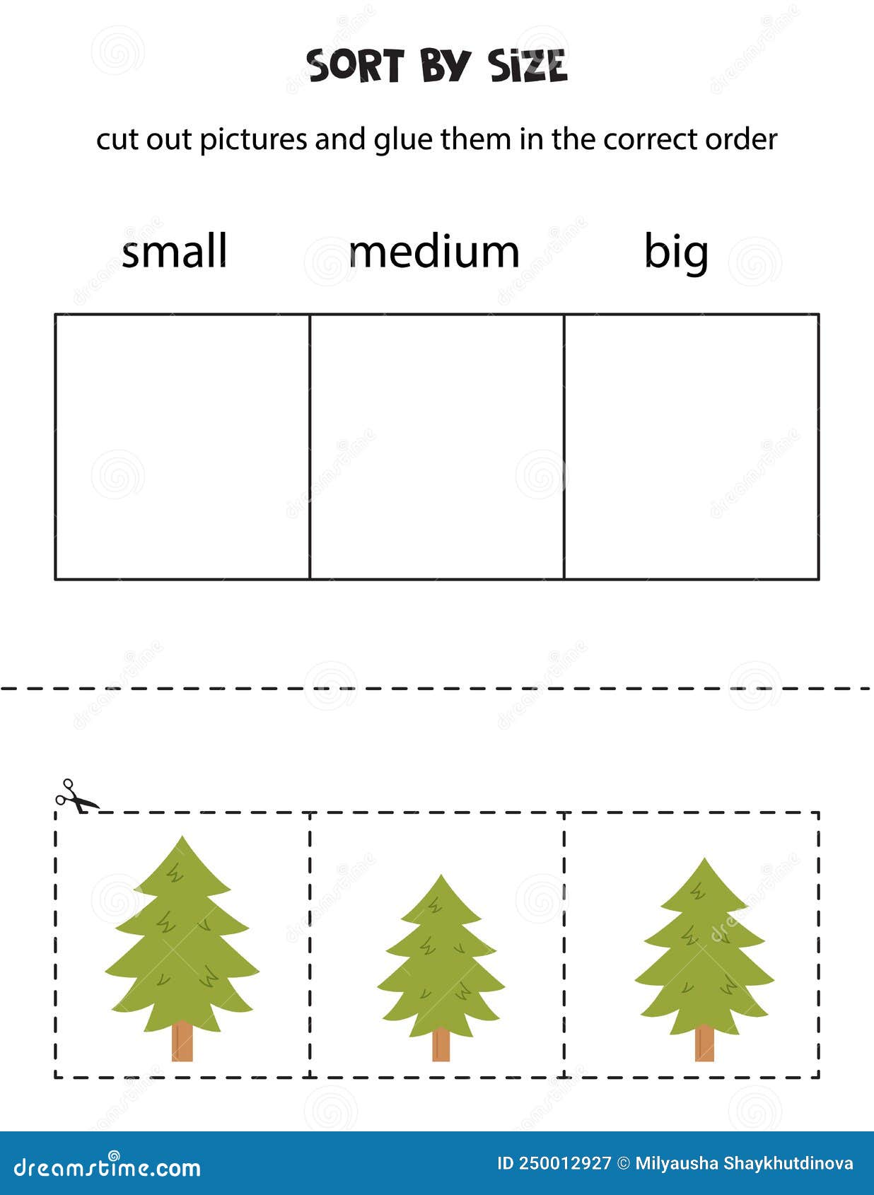 Sort Pines by Size. Educational Worksheet for Kids. Stock Vector ...