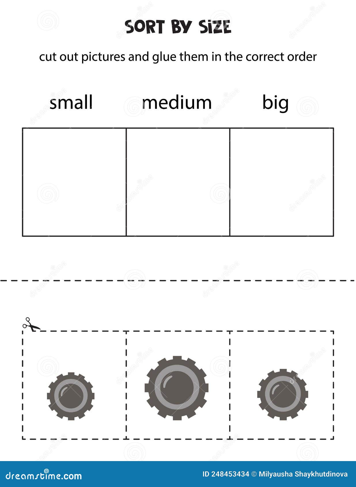 Sort Rubber Tires by Size. Educational Worksheet for Kids. Stock Vector ...