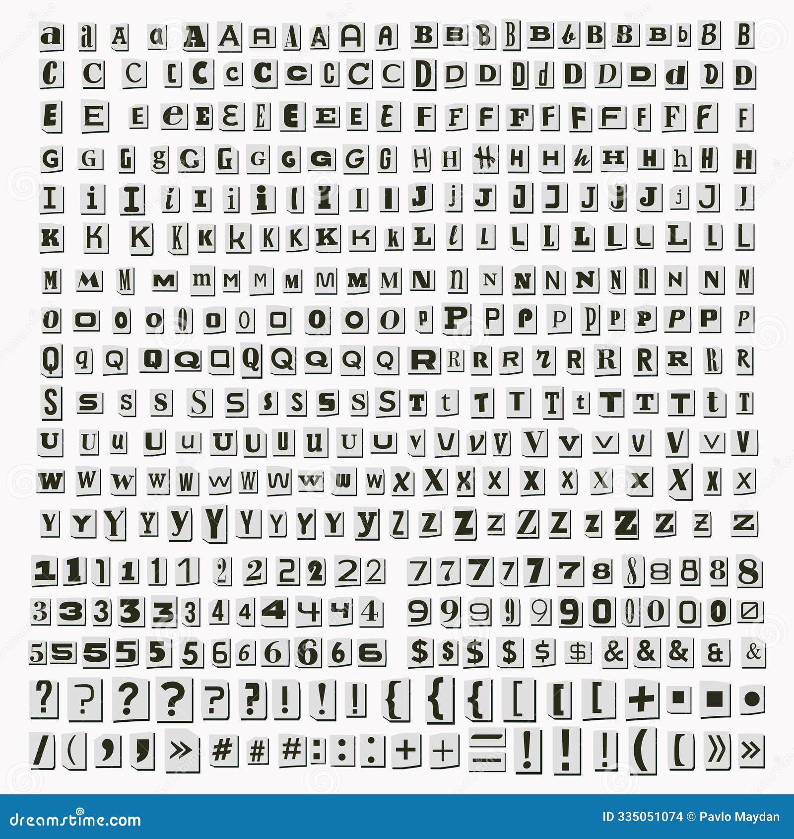 Blackmail Alphabet. Ransom Letter Style Abc, Anonymous Criminal Letters ...