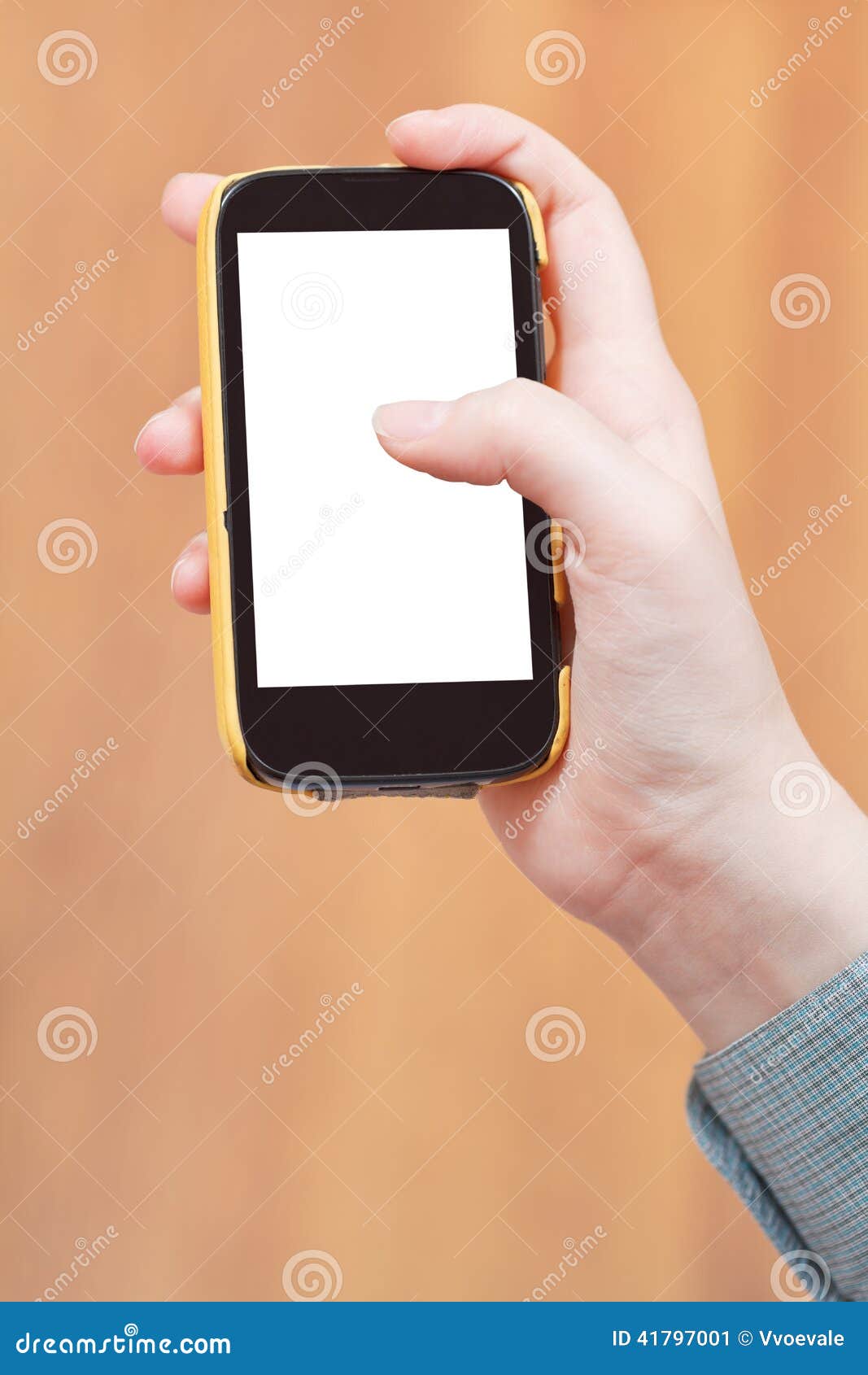 Cut Out Screen Of Mobile Phone In Hand Stock Image - Image of gesture ...