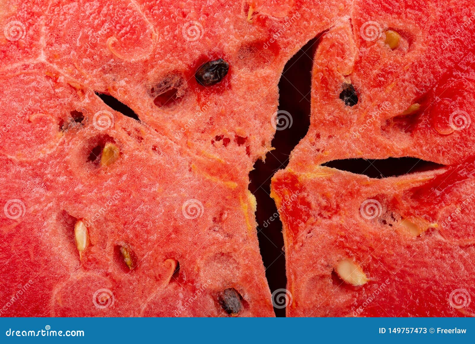 Cut Out Section of Overripe Watermelon As Background and Texture Close ...