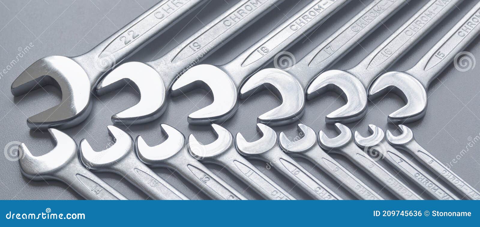 Cut-out Wrenches Horizontally Placed from the Biggest To the Smallest ...