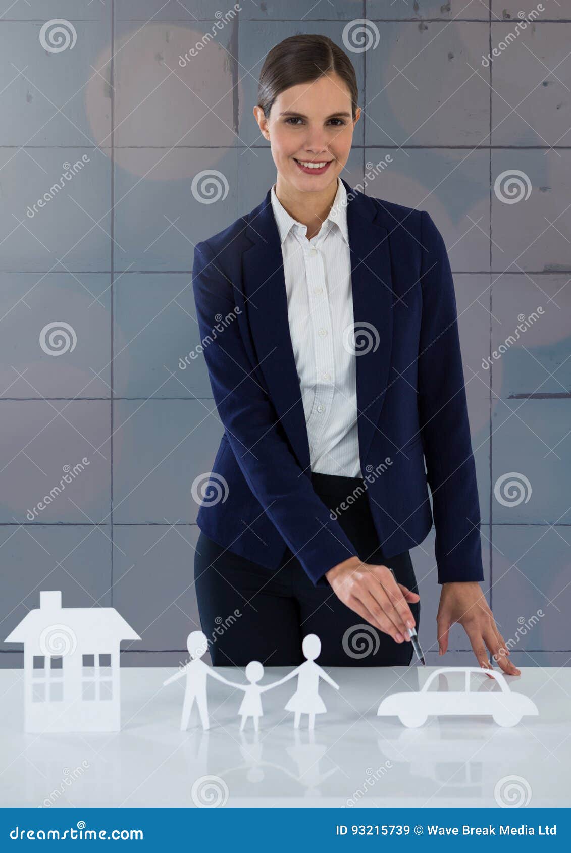 Cut Outs of Insurance with Woman Stock Illustration - Illustration of ...