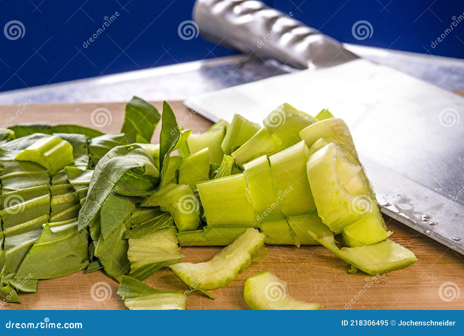 Cut Pak Choi with a Chinese Kitchen Axe Stock Image - Image of green ...