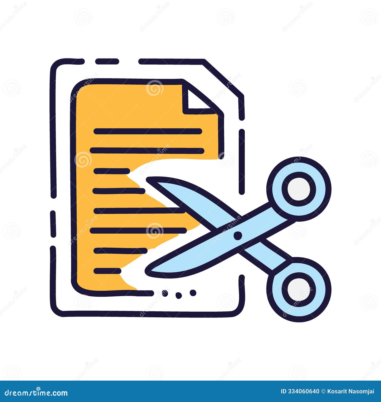 Cut Paper Document. Scissors Cutting a Document, Symbolizing Editing ...
