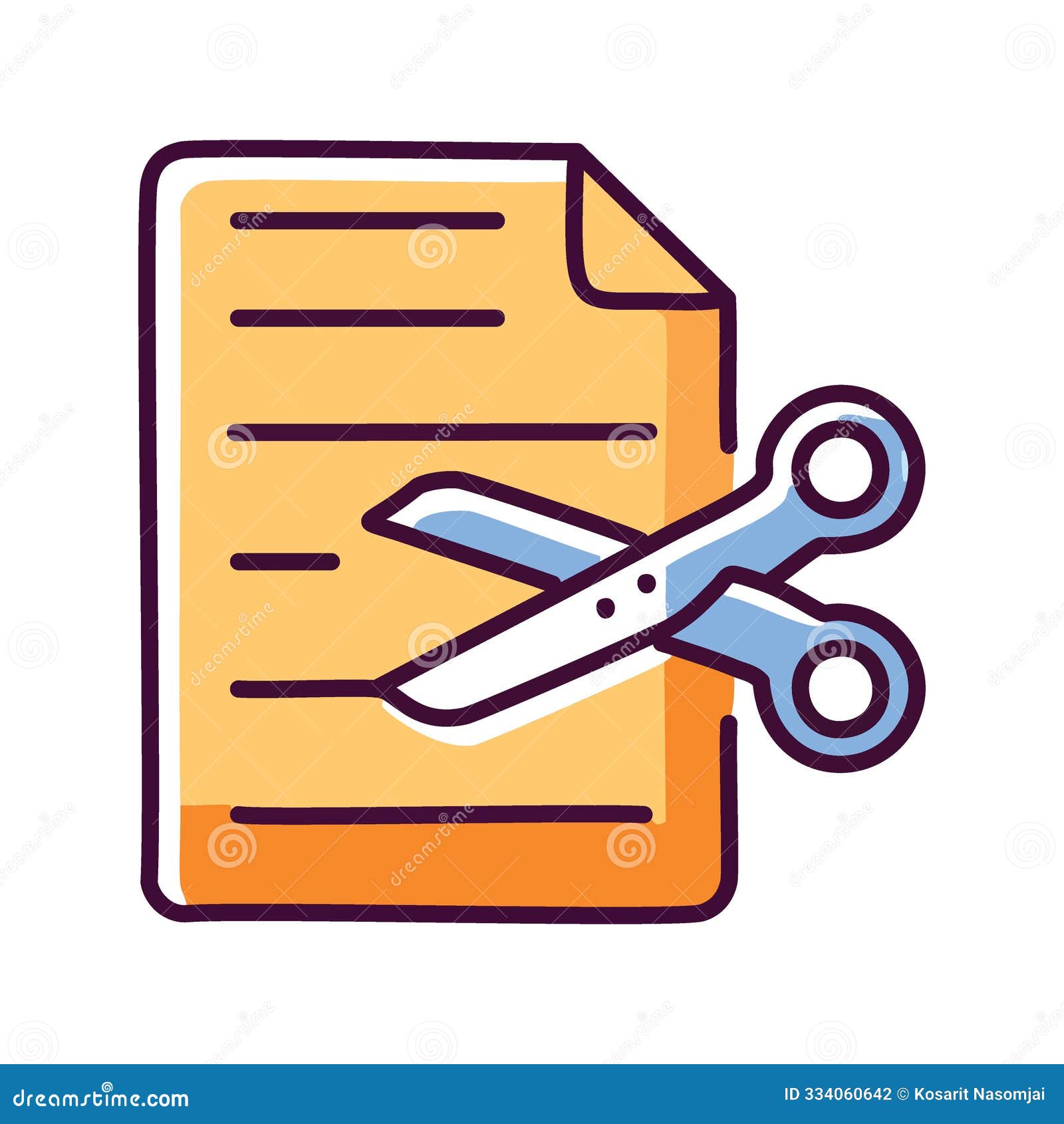 Cut Paper Document. Scissors Cut through a Document, Representing ...
