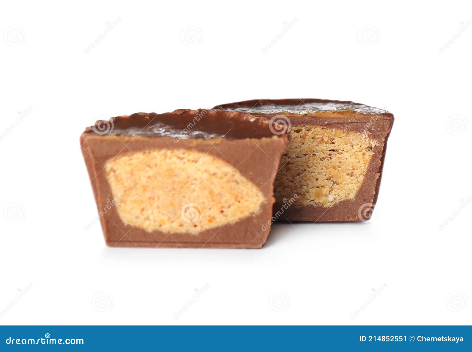 Cut Peanut Butter Cup Isolated on White Stock Image - Image of natural ...