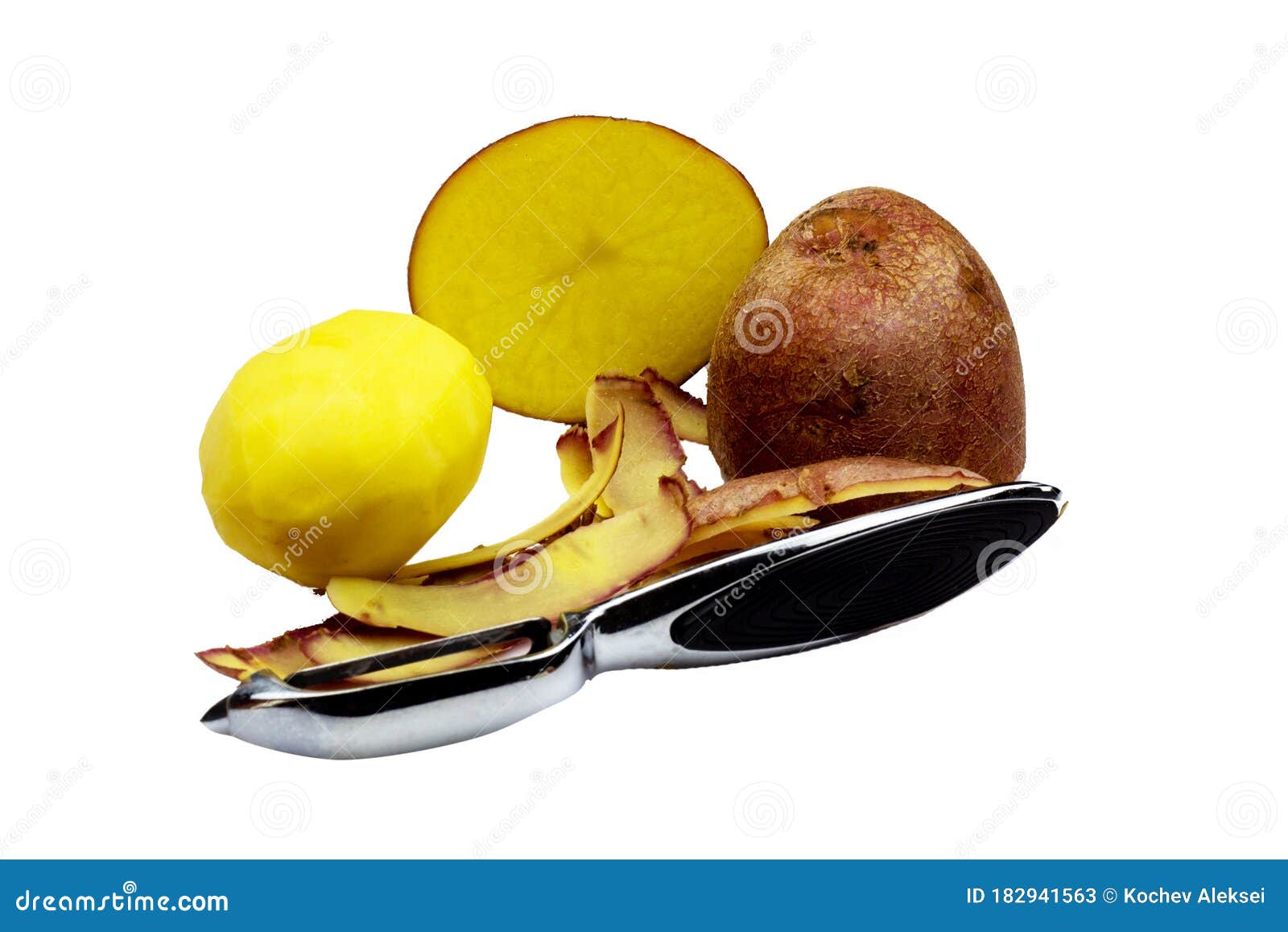 Cut and Peeled Potatoes, Isolate on White Stock Image - Image of brown ...