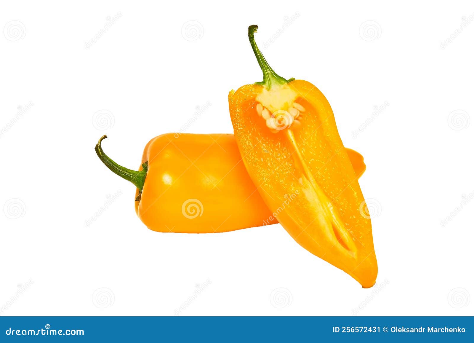 Cut Pepper Pod Showing Wall Thickness and Seeds, Isolated on White ...