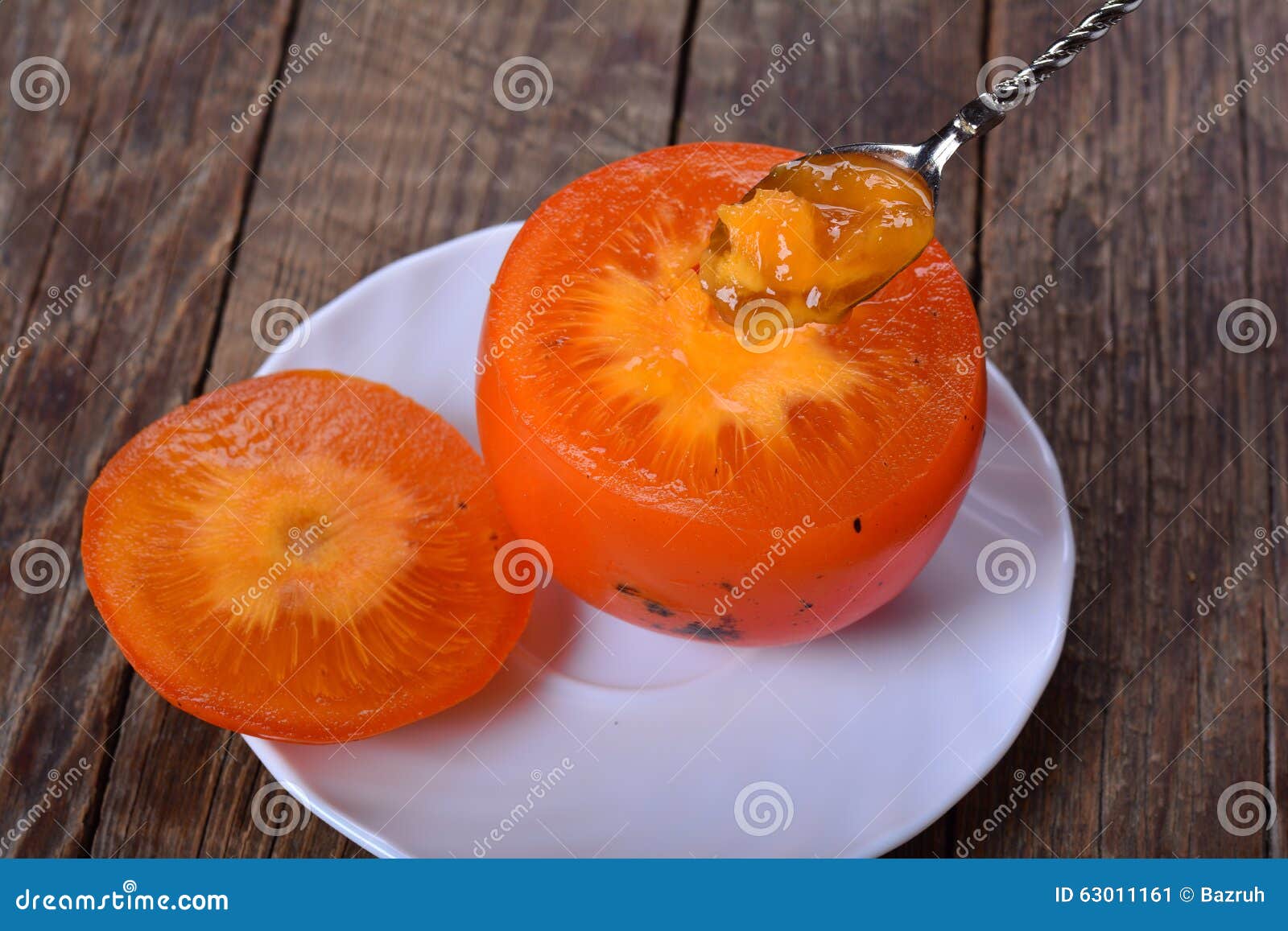 Cut persimmon stock image. Image of edible, food, bright - 63011161