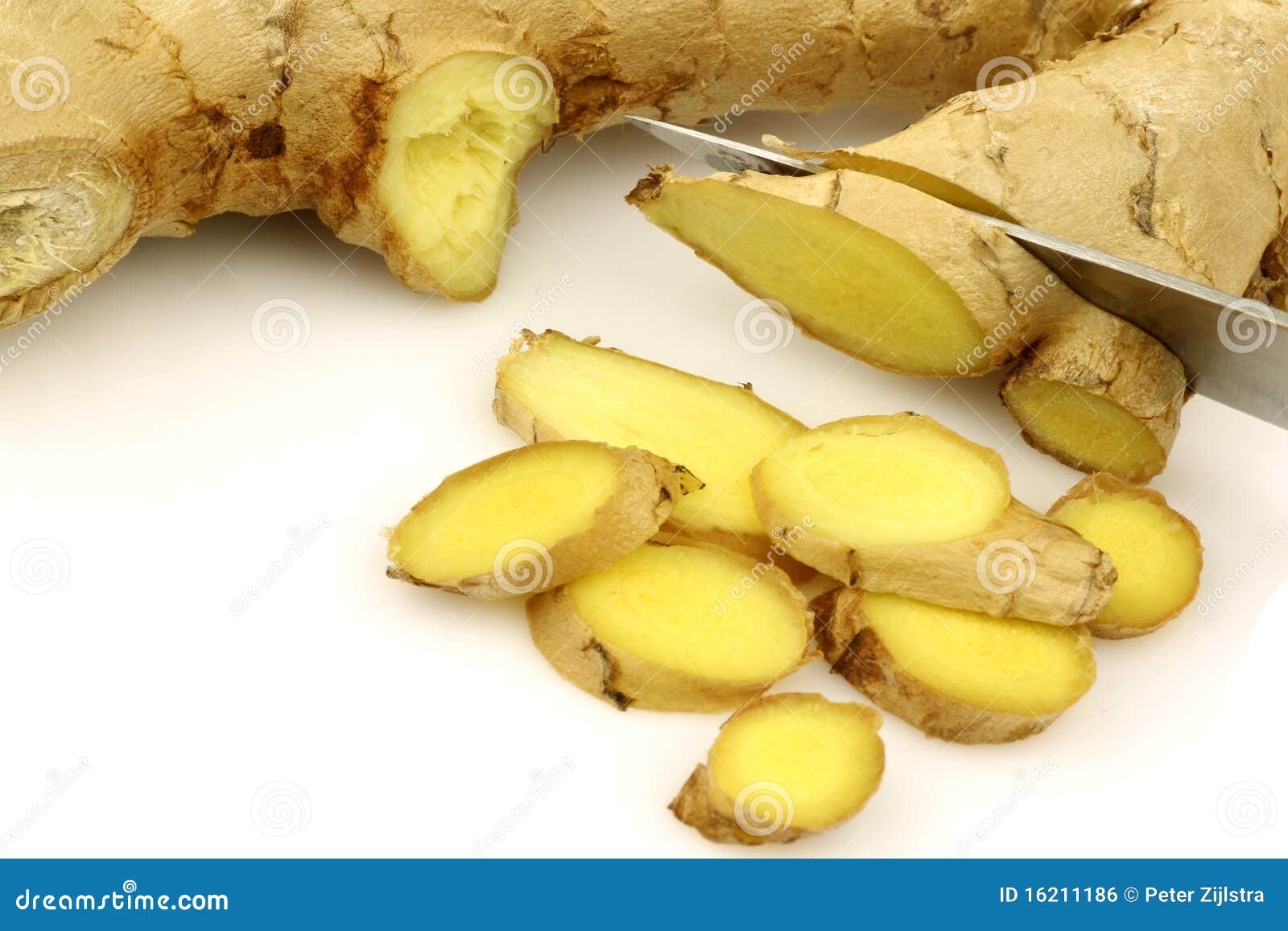 Cut Pieces of Fresh Ginger with a Knife Stock Photo - Image of ...