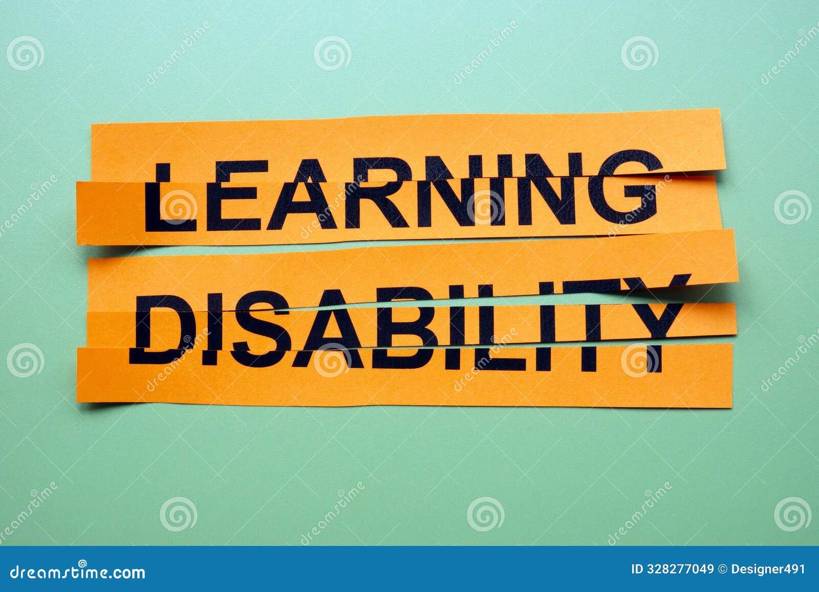 Cut Pieces of Paper with Writing Learning Disability. Stock Image ...