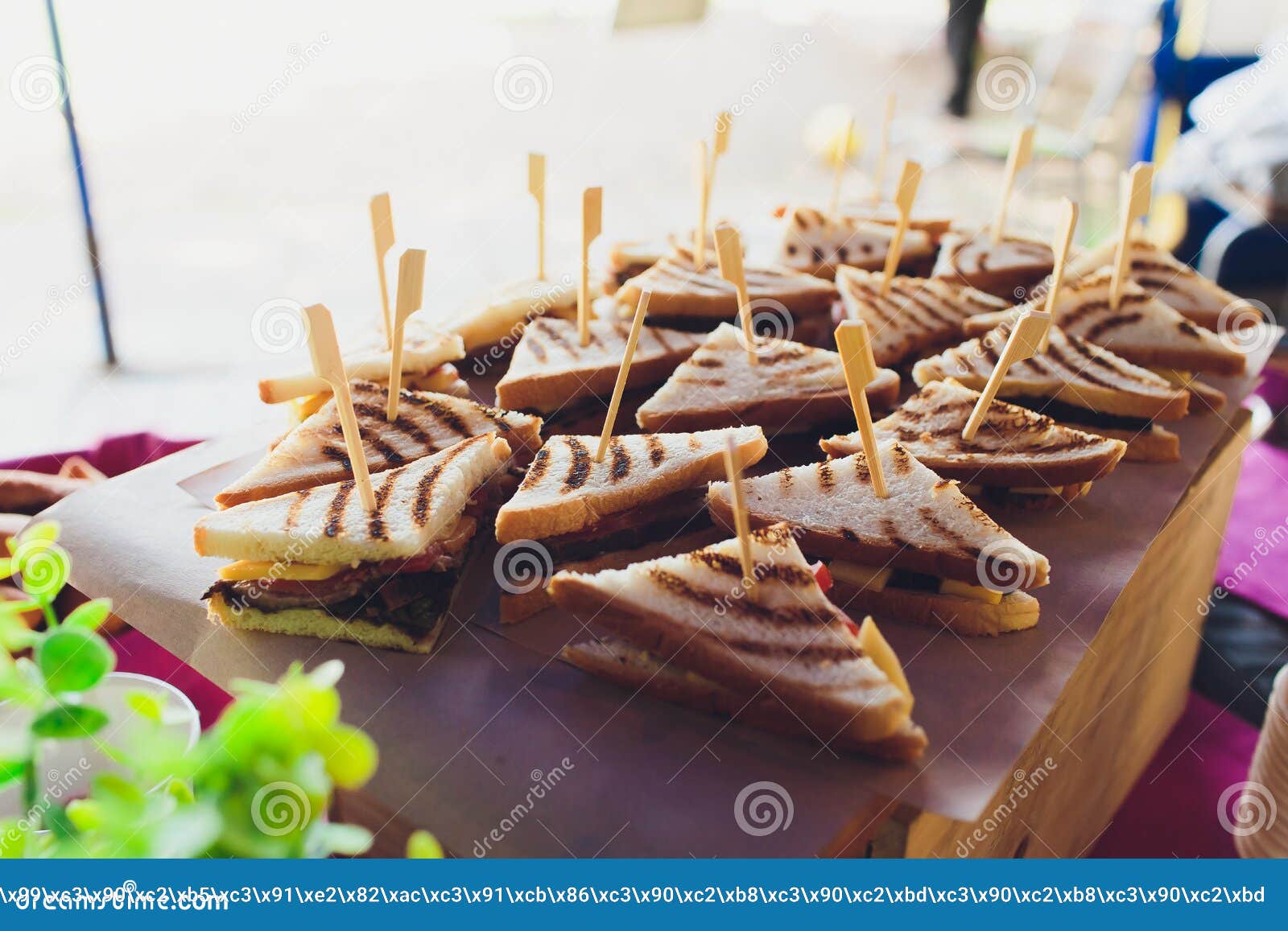 Cut Platter of Mixed Sandwich Triangles, on the Buffet Table. Stock ...