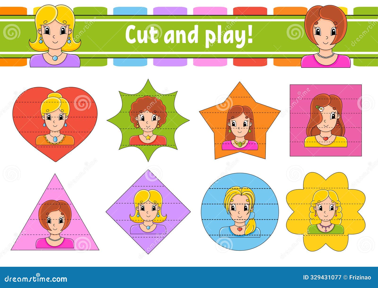 Cutting Practice Activites Triangle Shape Symbol Element For Preschool ...