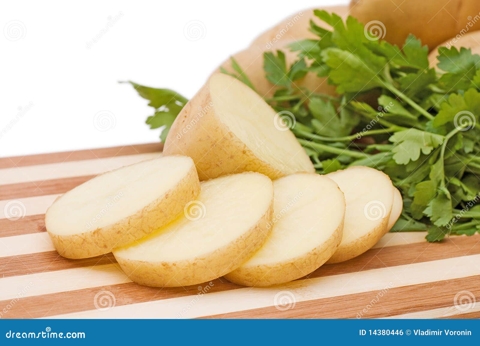 The Cut Potato on a Chopping Board Stock Photo - Image of herbal ...