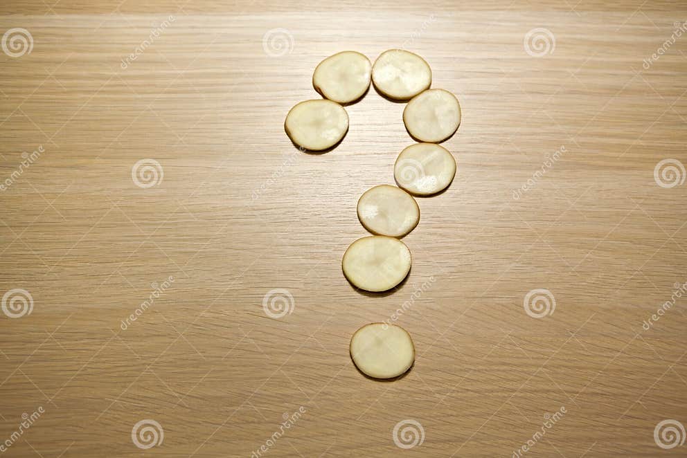 Cut Potato Question Mark Table Nobody Stock Photo - Image of field ...