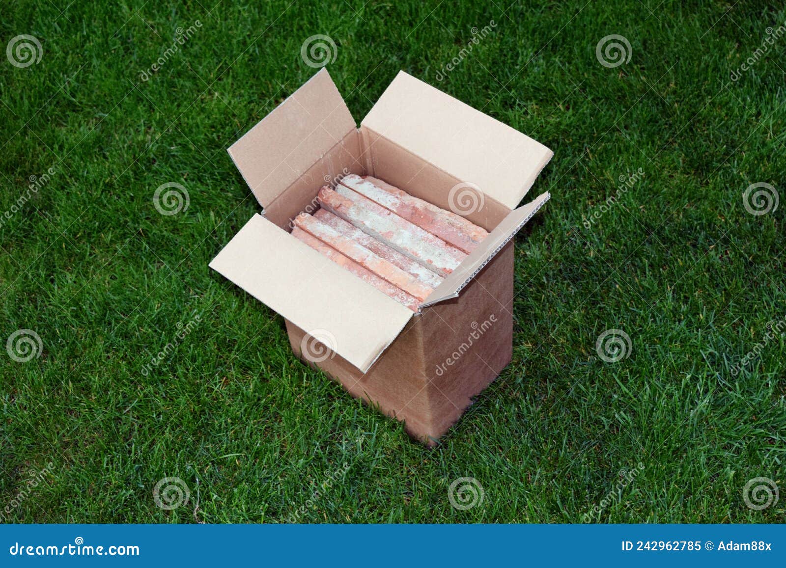 Cut Red Bricks Range in Cardboard Box Stock Image - Image of ...