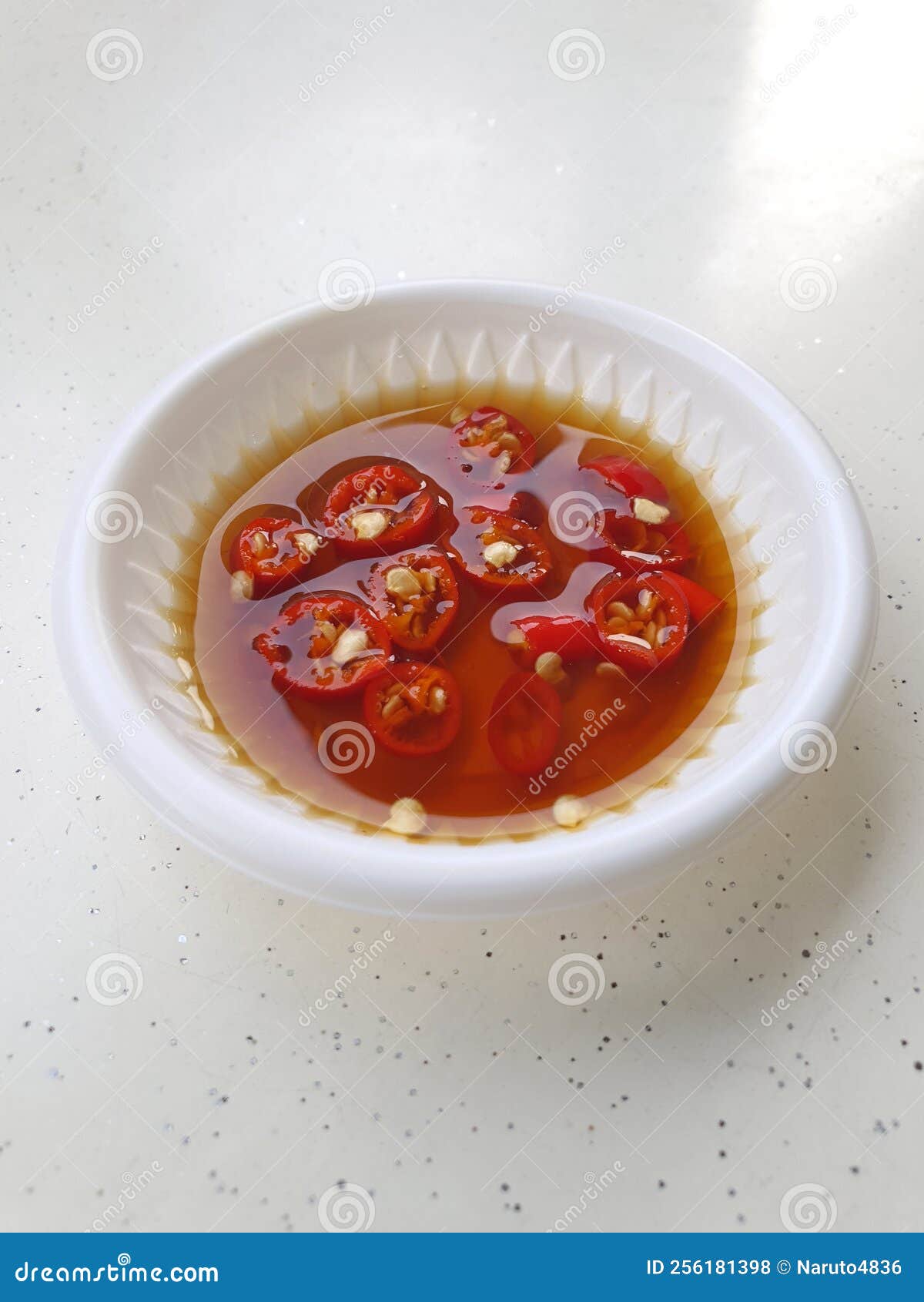 Cut Red Chilli in Soy Sauce Stock Photo - Image of style, white: 256181398