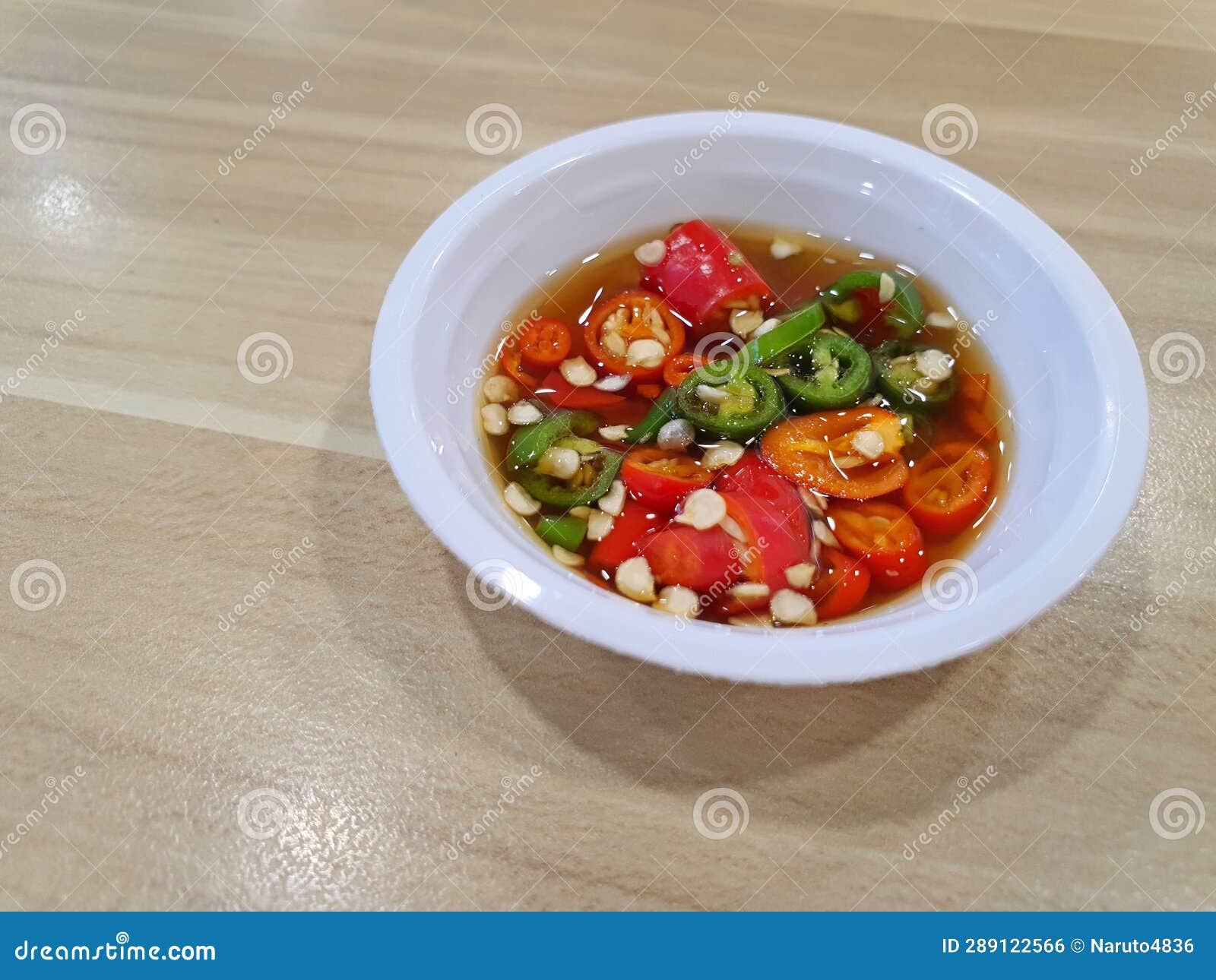 Cut Red Chilli in Soy Sauce Stock Photo - Image of white, thai: 289122566