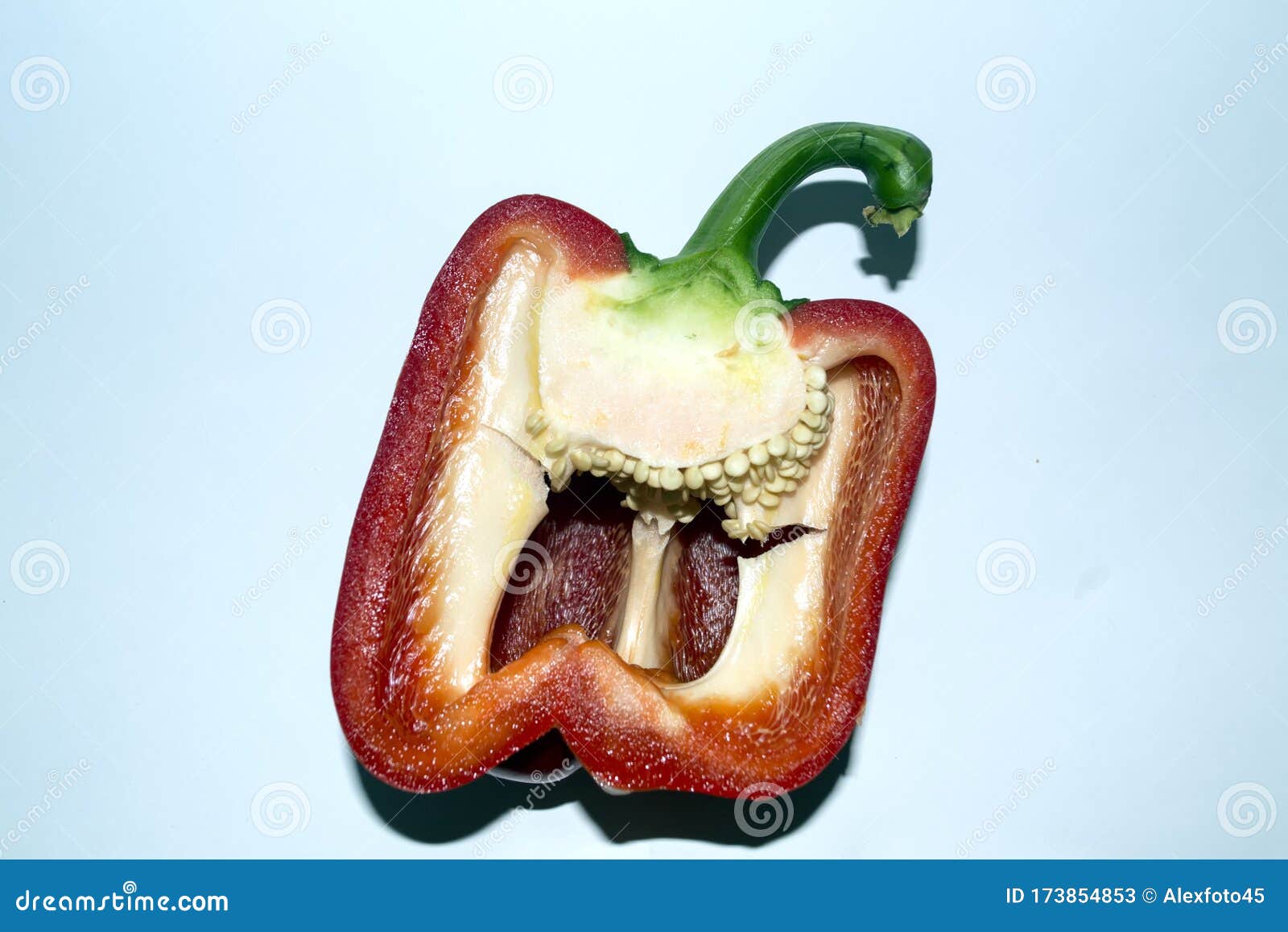 Cut Red Pepper in Half Close-up Stock Image - Image of bell, organic ...