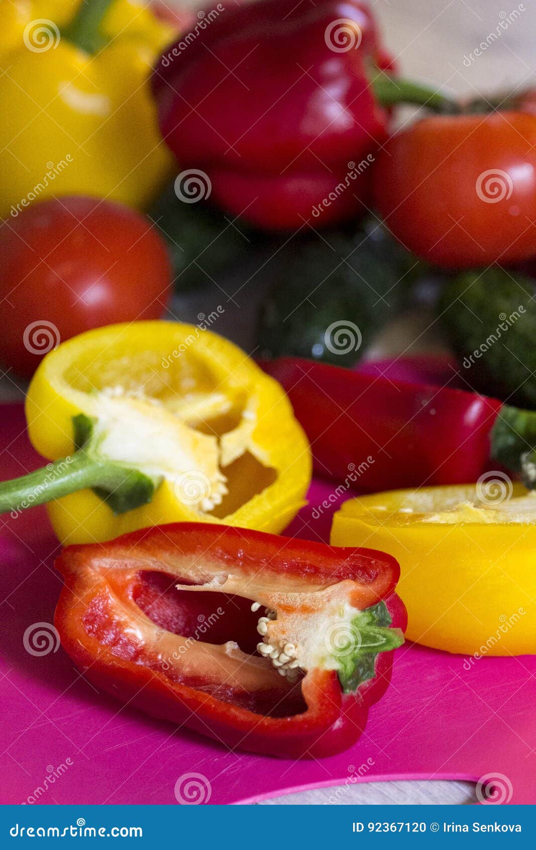 Cut Red Pepper on a Kitchen Board Stock Photo - Image of nature, color ...
