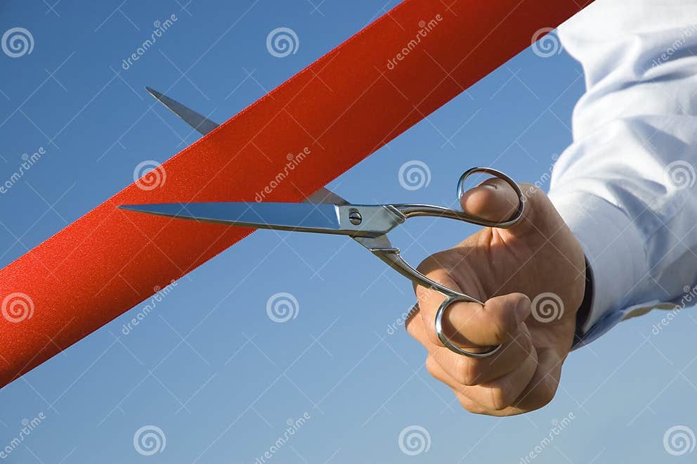 Cut of the red ribbon stock image. Image of hand, future - 2775139