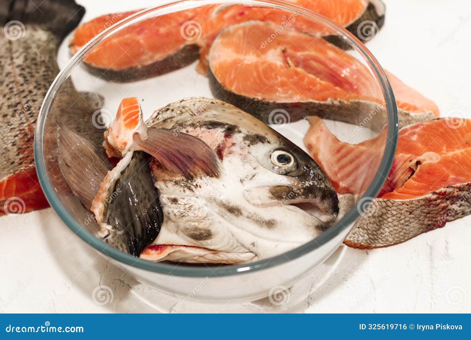 Cut Red River Trout Fish Steaks, Homemade Salmon. Stock Photo - Image ...