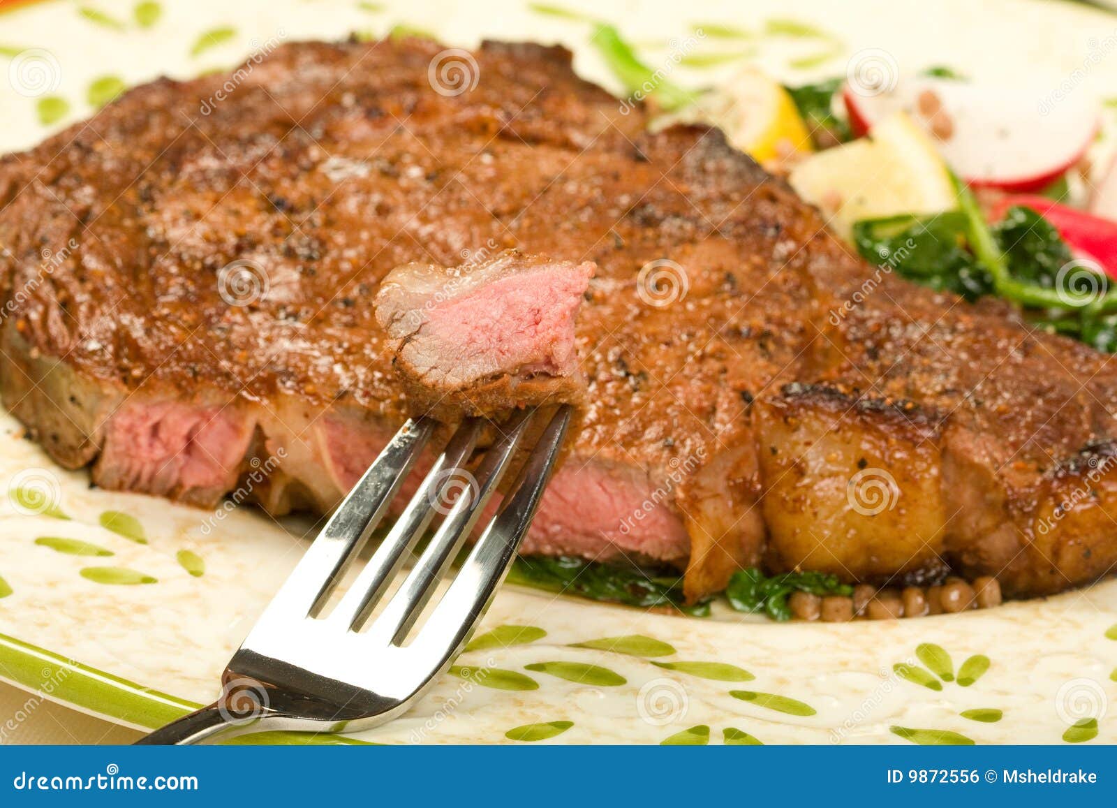 Cut Ribeye Steak stock photo. Image of wheat, radish, ribeye - 9872556