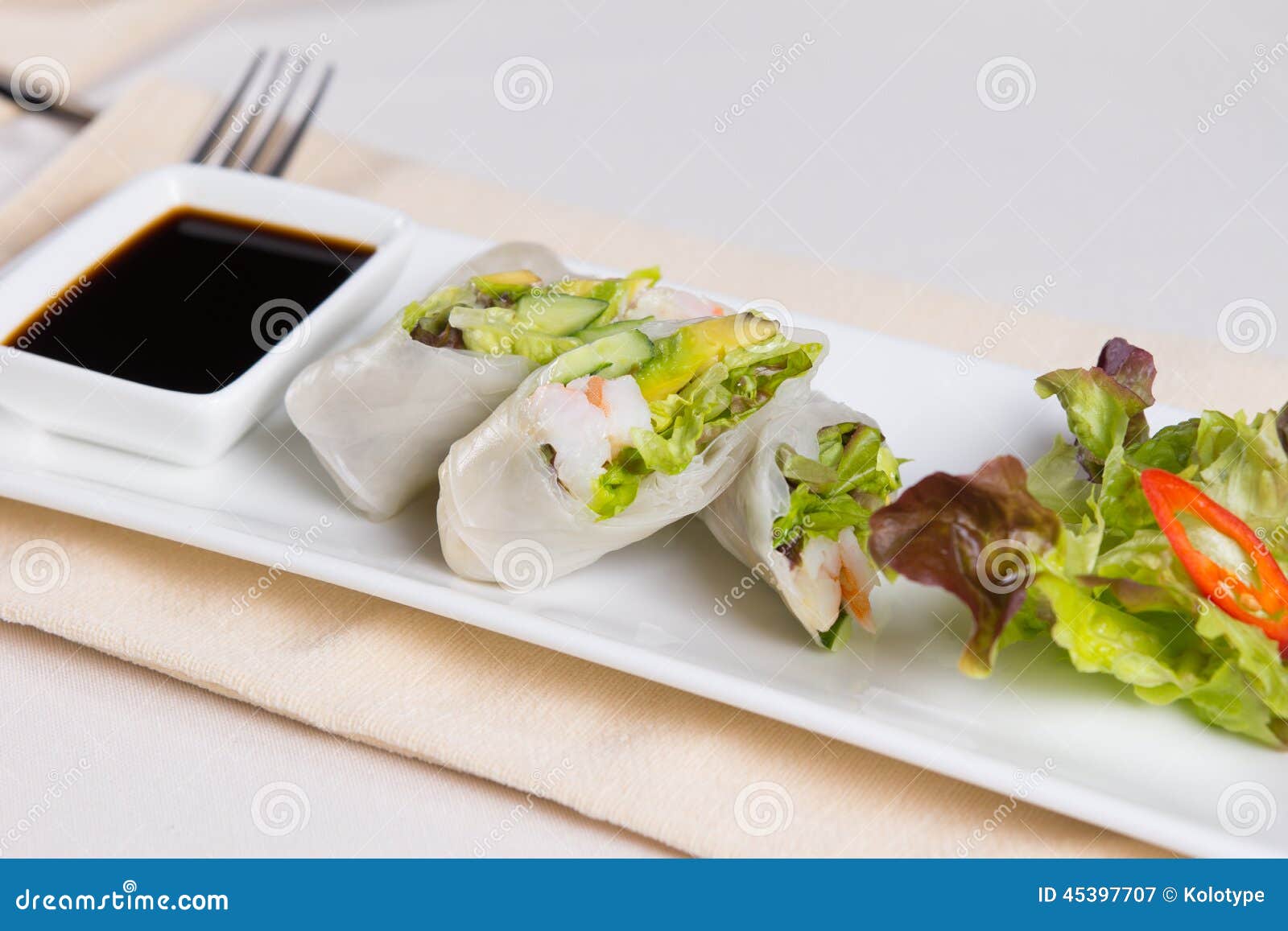 Cut Rice Paper Rolls on Plate Stock Image - Image of cultural ...