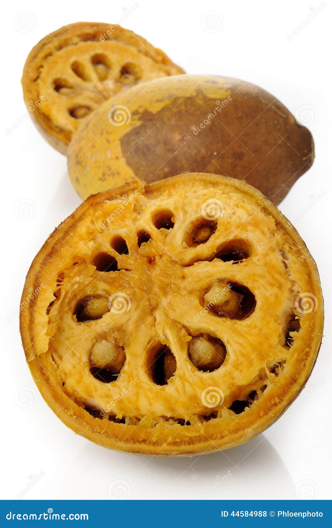 Cut Ripe Bael Fruit on White Background Stock Photo - Image of edible ...