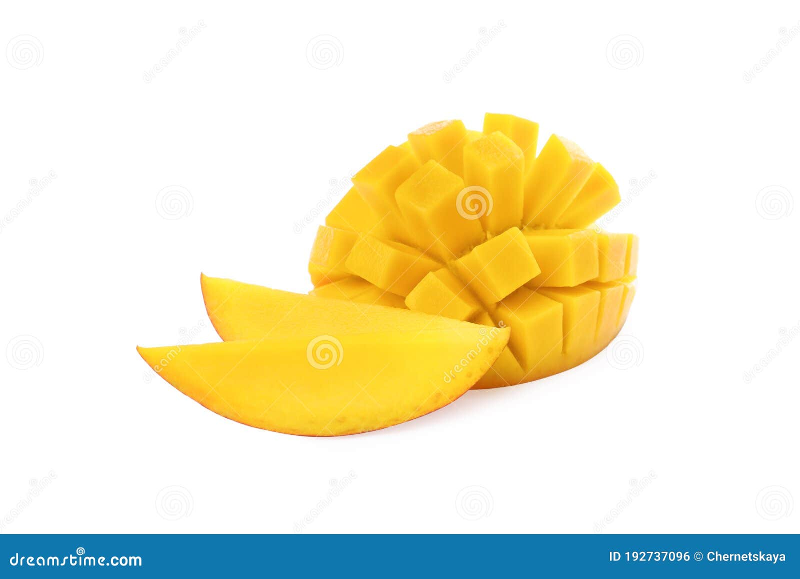 Cut Ripe Mango Isolated. Exotic Fruit Stock Photo - Image of drupe ...