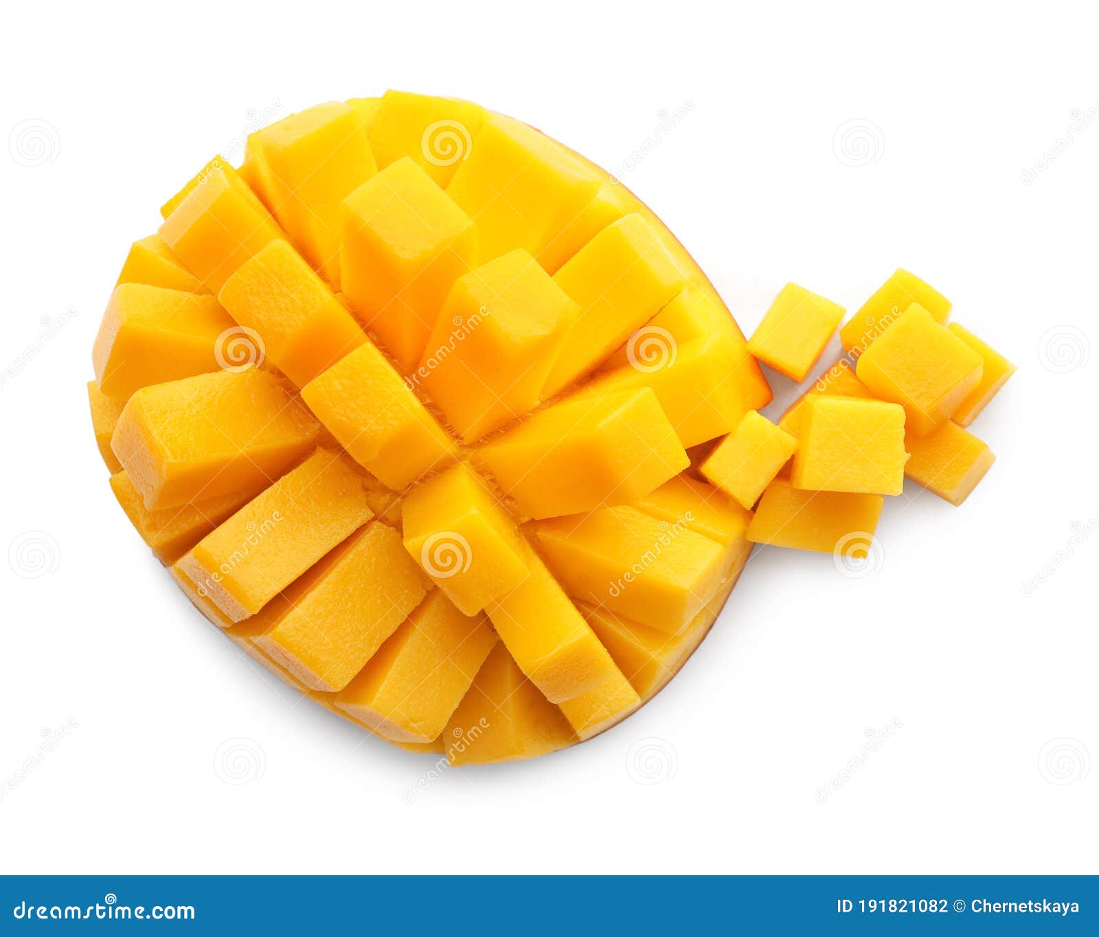 Cut Ripe Mango Isolated, Top View. Exotic Fruit Stock Photo - Image of ...