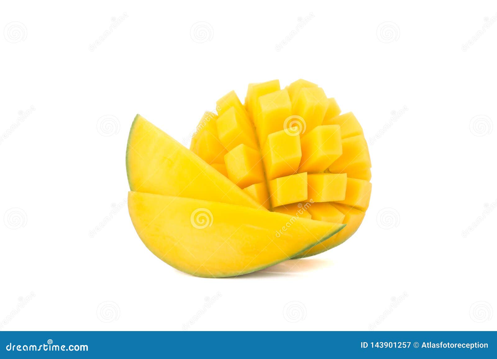 Cut Ripe Mango with Two Pieces Isolated Stock Image - Image of ...