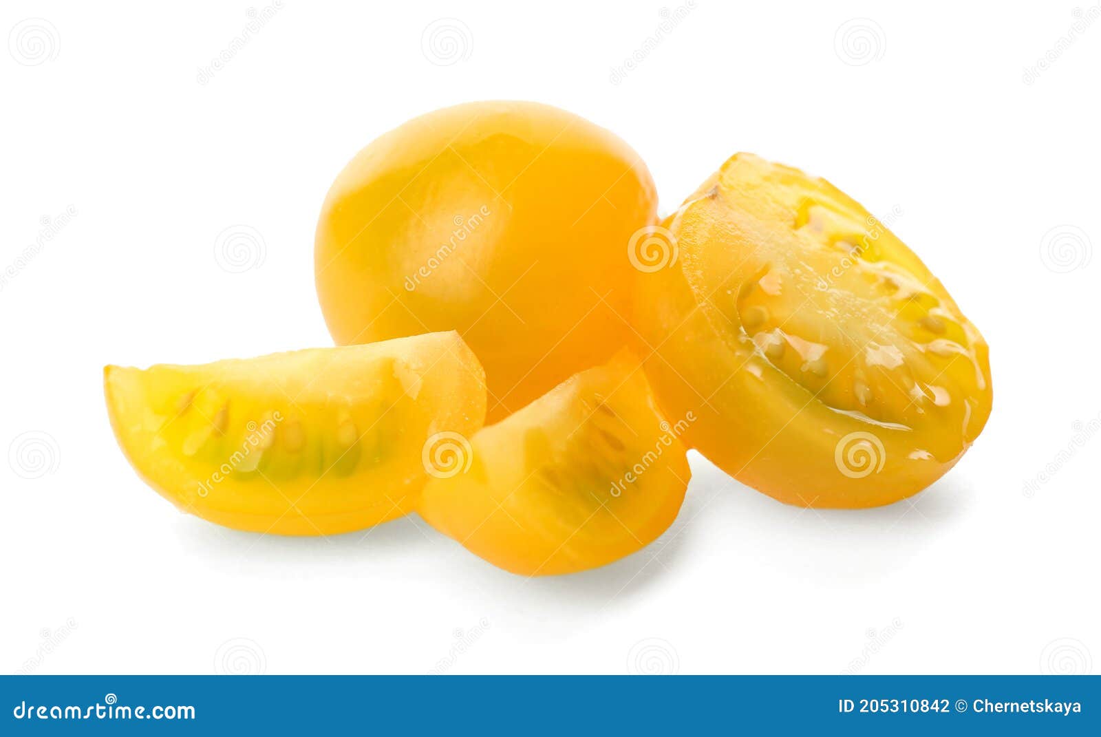 Cut Ripe Yellow Tomatoes Isolated on White Stock Photo - Image of ...