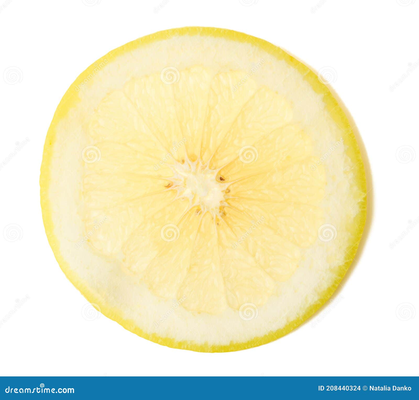 Cut Round Piece of Yellow Lemon Isolated on White Background Stock ...
