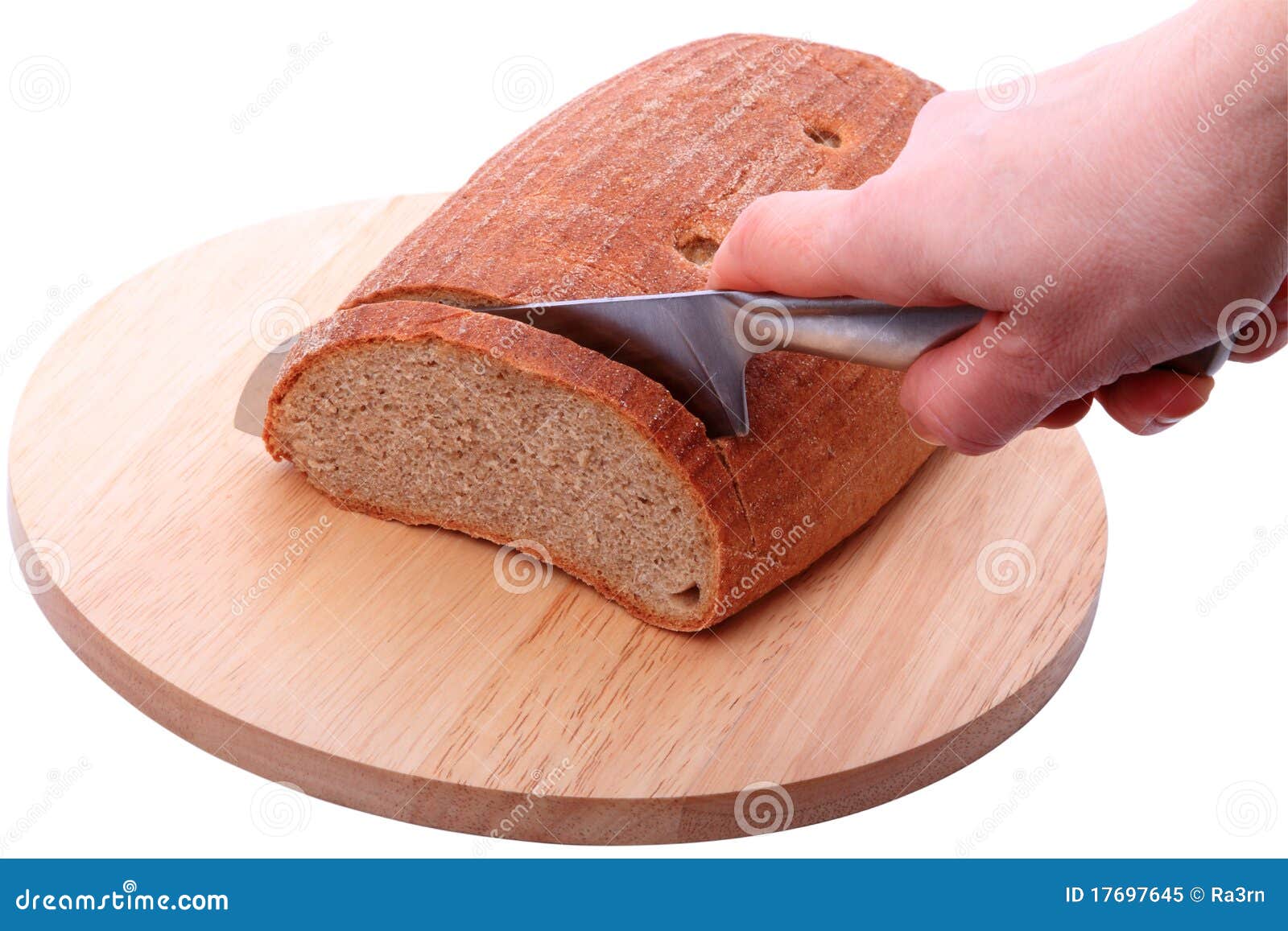 Cut rye bread stock image. Image of food, hand, isolated - 17697645