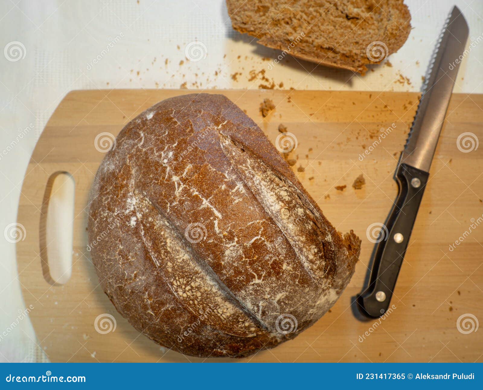 Cut Rye Bread Lies on the Board. Fresh Bakery Stock Image - Image of ...