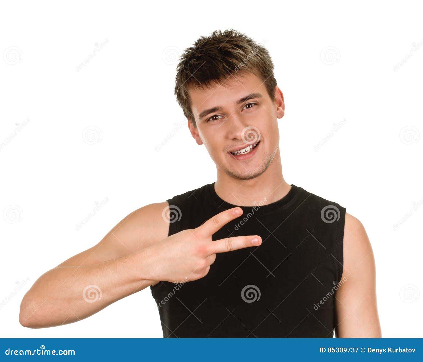 Cut sign man stock image. Image of happiness, gesture - 85309737