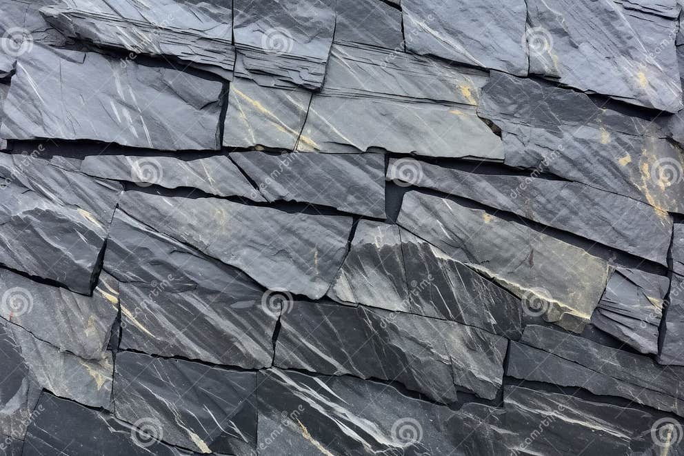Cut Slate Slabs with Naturally Formed Irregular Patterns Stock Photo ...
