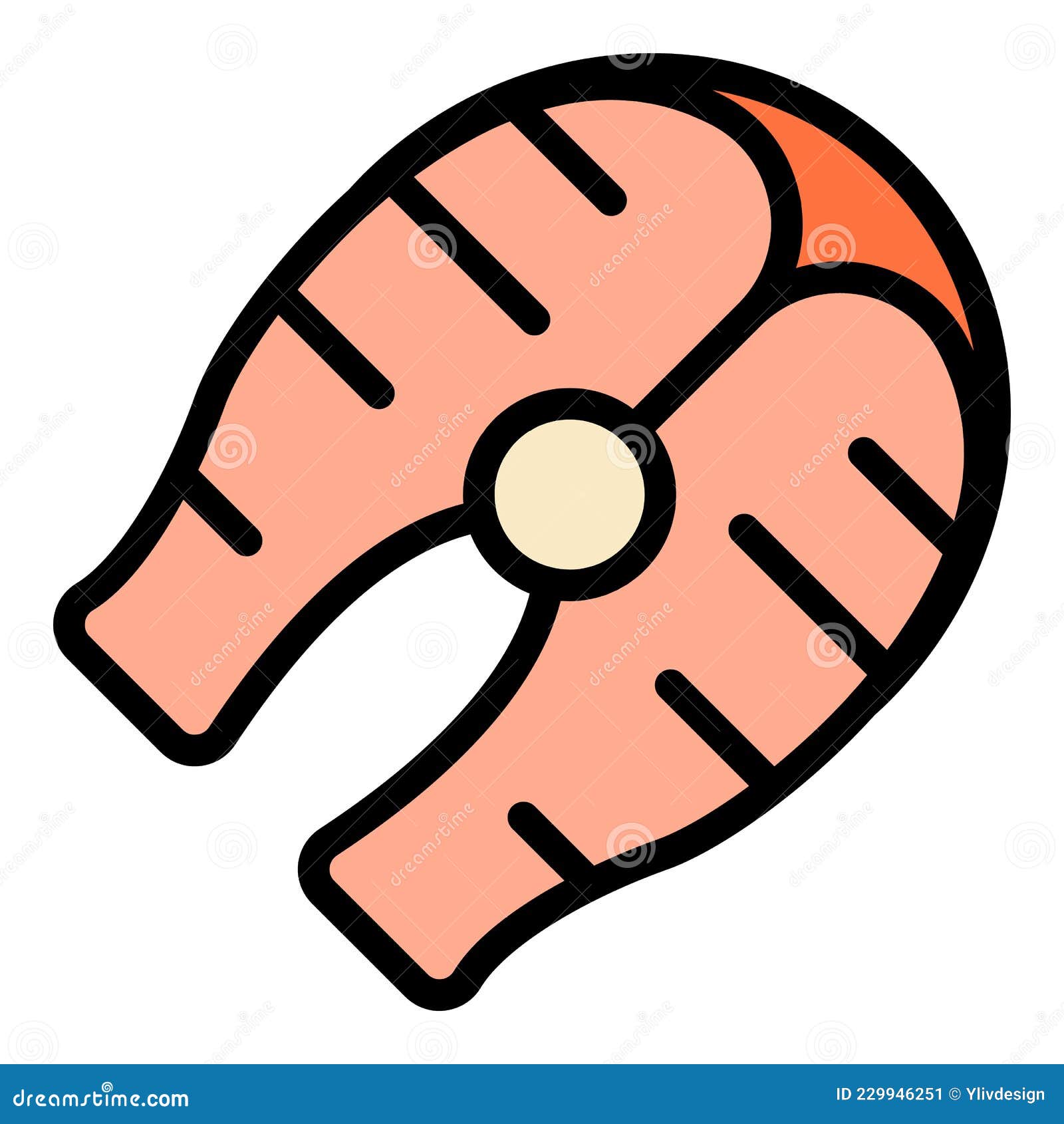Slice Of Fish Solid Icon, Fish Market Concept, Salmon, Tuna, Pangasius ...